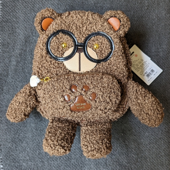 cream bear | Bags | Brown Bear Plush Mini Backpack Bnwt | Poshmark